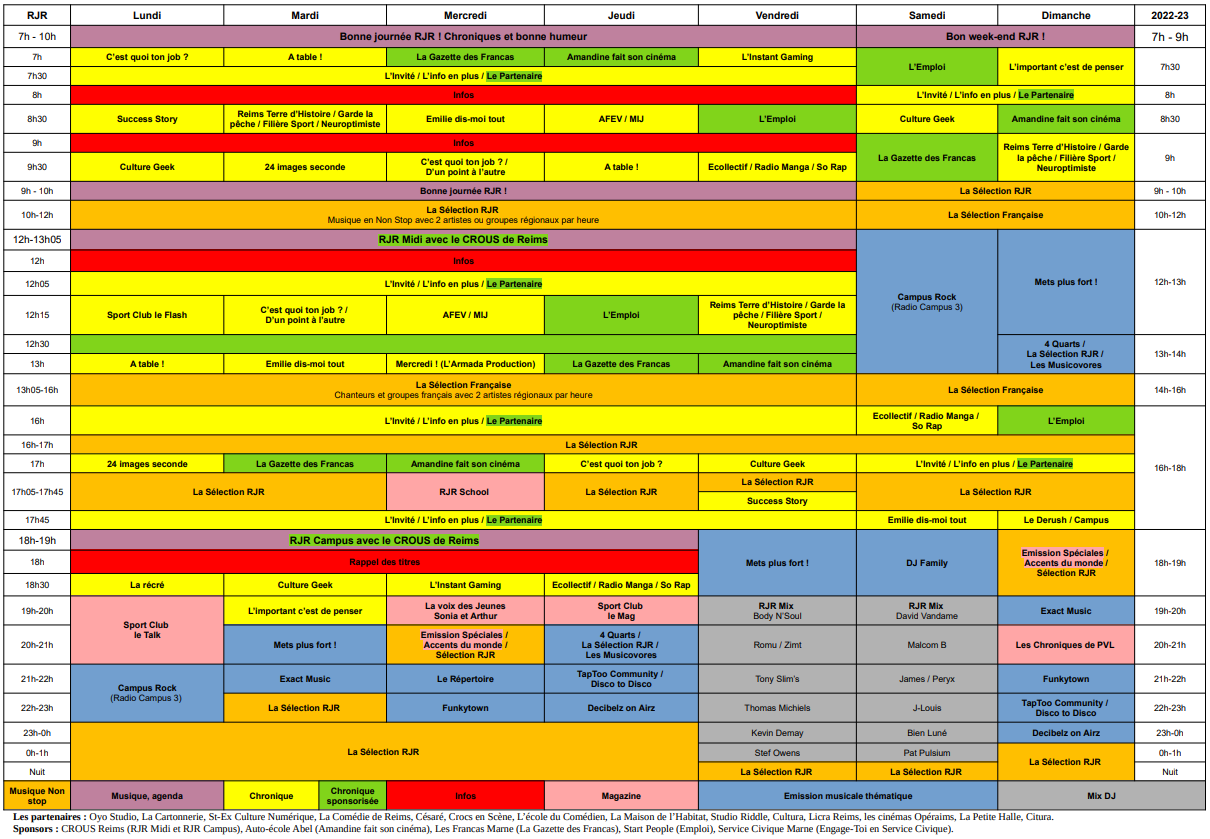 Programmes | RJR - Radio Jeunes Reims